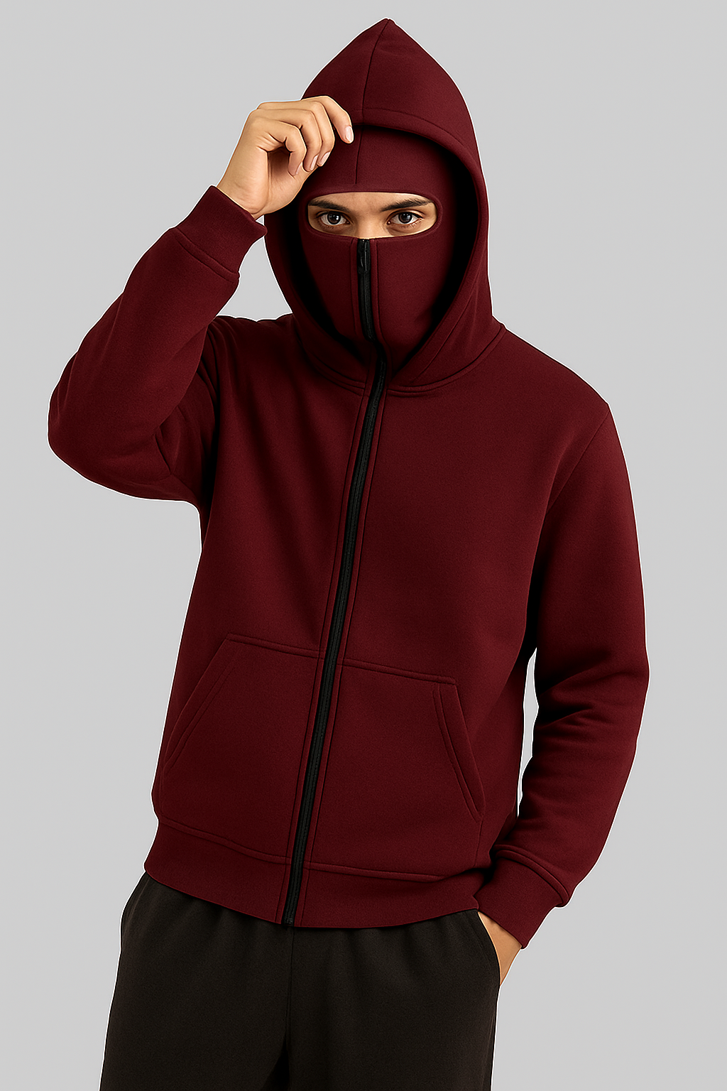Maroon Ninja Zipper Hoodie Jacket – Nights Need